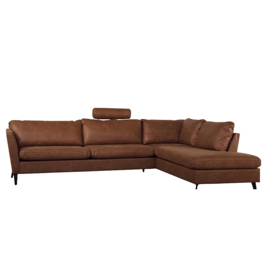 Brun lædersofa i L shape - rustik look | Fri fragt 🚛